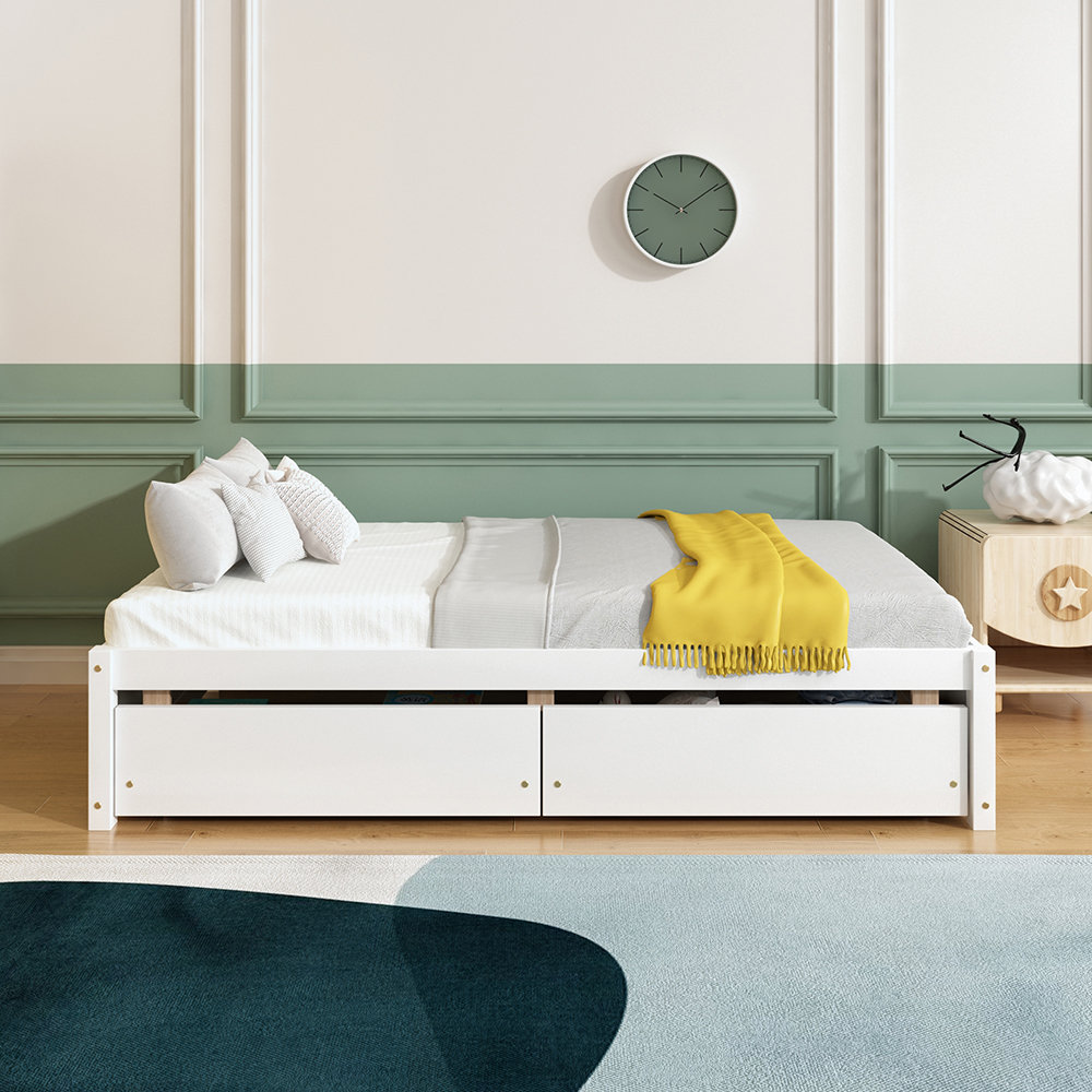 Red Barrel Studio Wooden Twin Bed Frame With 2 Drawers - Wayfair Canada