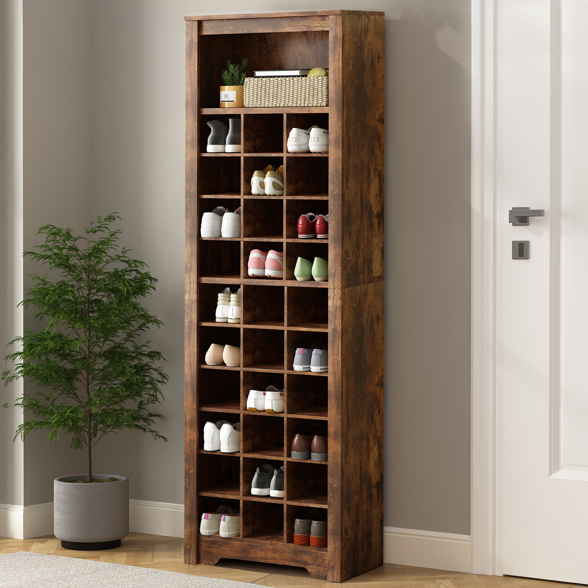 Loon Peak® Freestanding Tall Shoe Console, Modern Shoe Cabinet, With ...