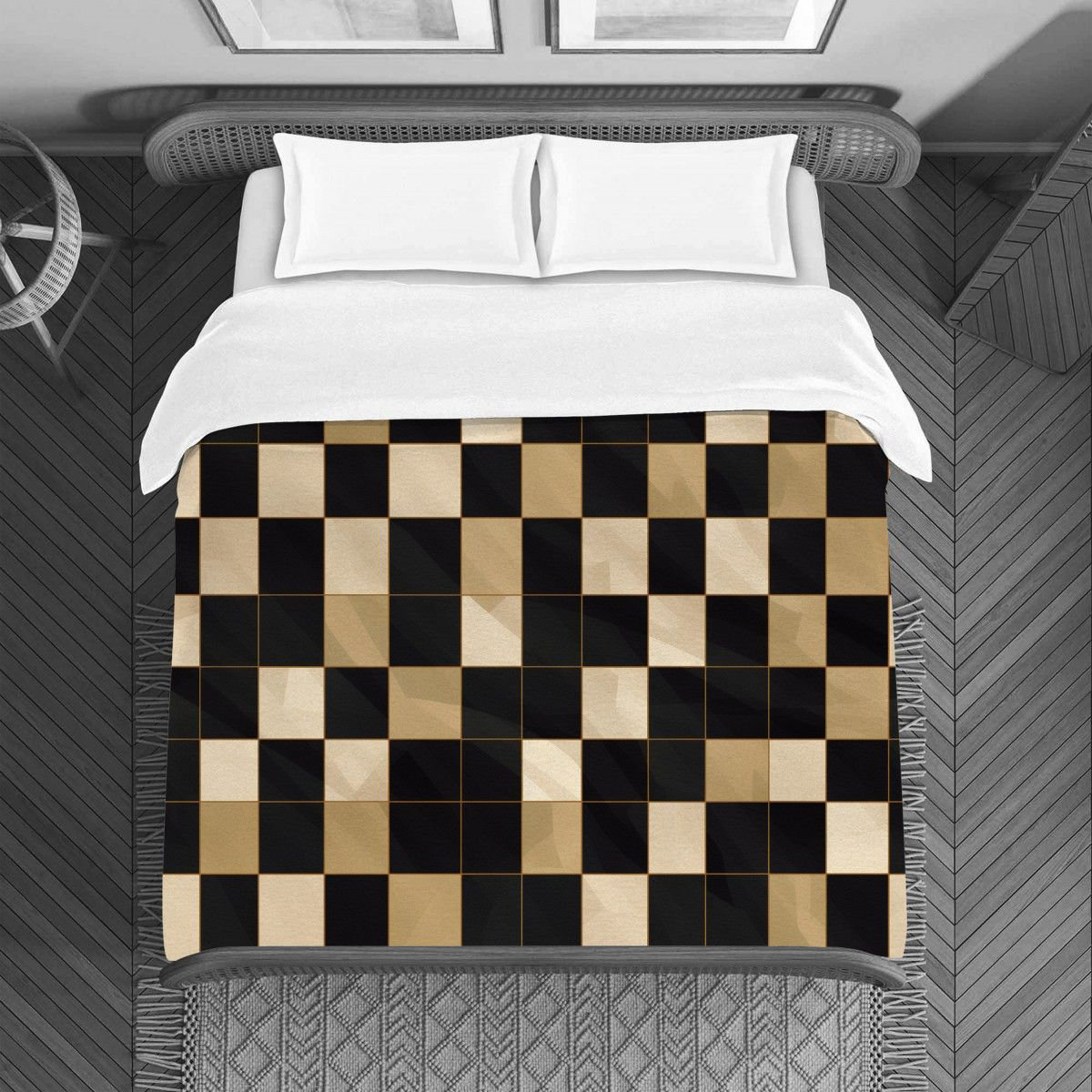 VisionDecor Checkered Bedding Pattern Duvet Cover Gold 3901 - Wayfair ...