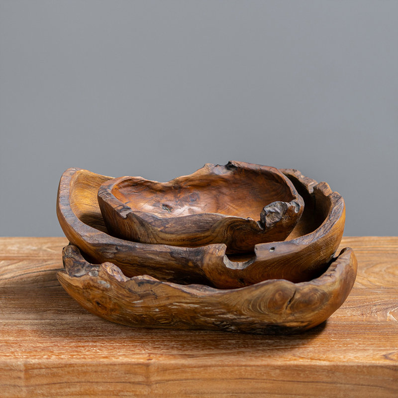 Arlmont & Co. Habini Eroded Teak Bowl | Wayfair