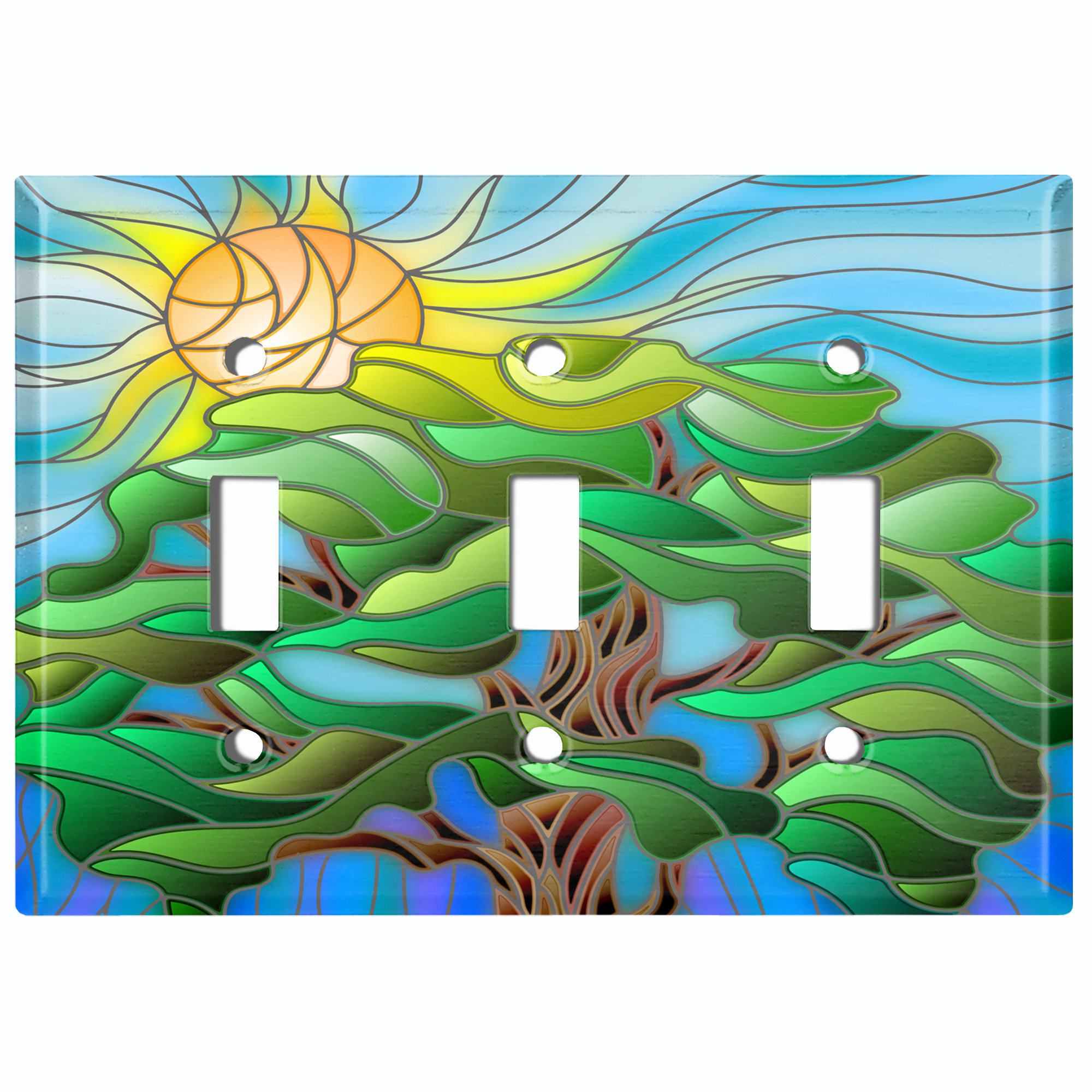 WorldAcc Tree Leaves 3-Gang Toggle Light Switch Wall Plate | Wayfair