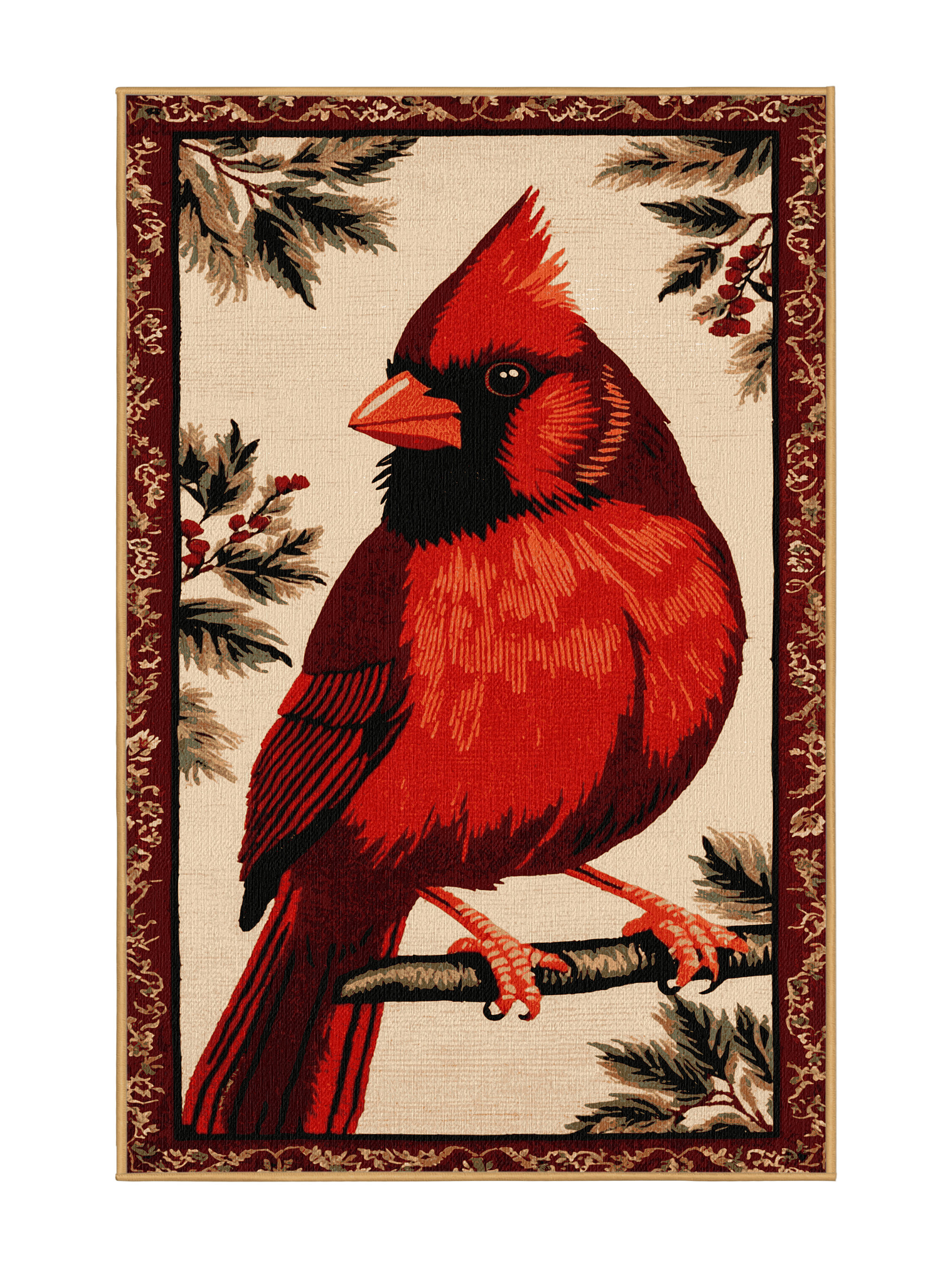 Foundry Select Washable Northern Cardinal Birds Area Rug | Wayfair