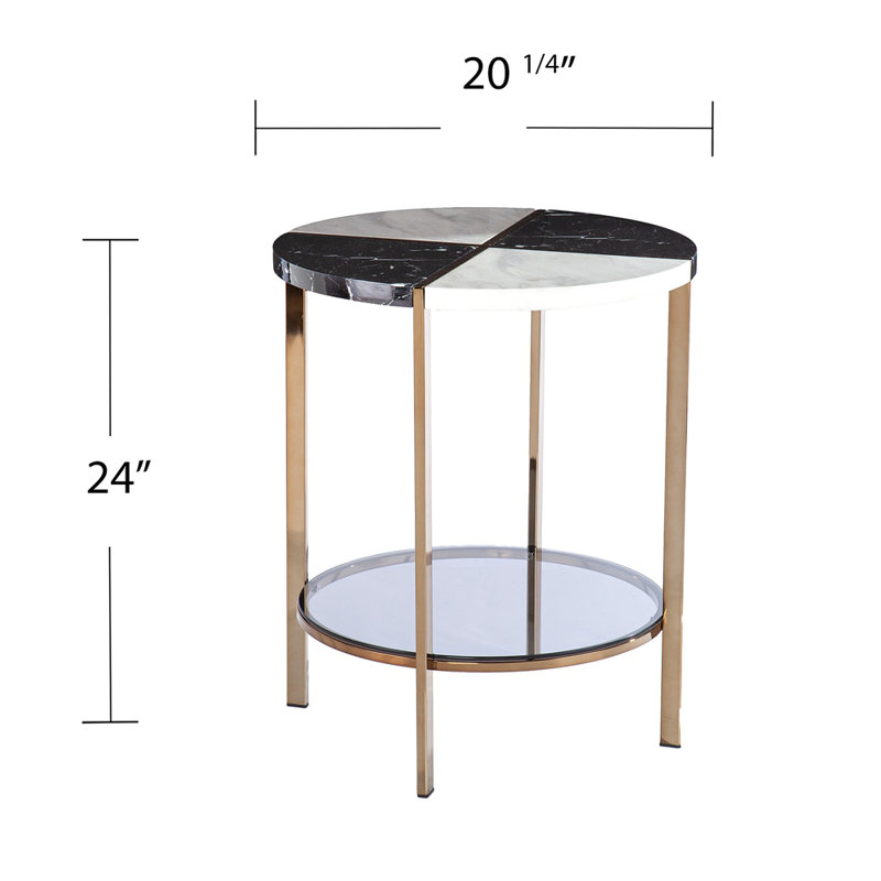 Mercer41 Round Faux Marble End Table | Wayfair
