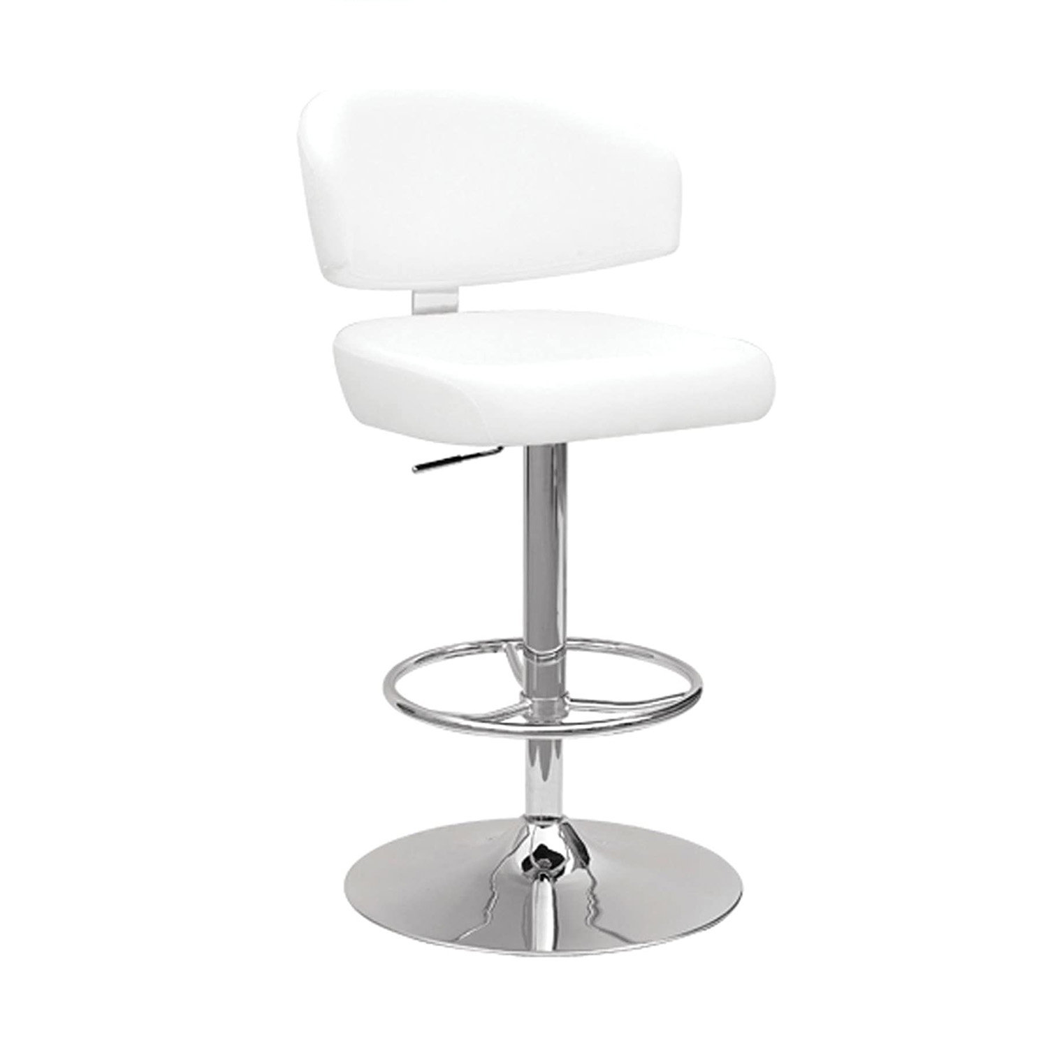 Orren Ellis Leatherette Adjustable Stool With Swivel In White | Wayfair