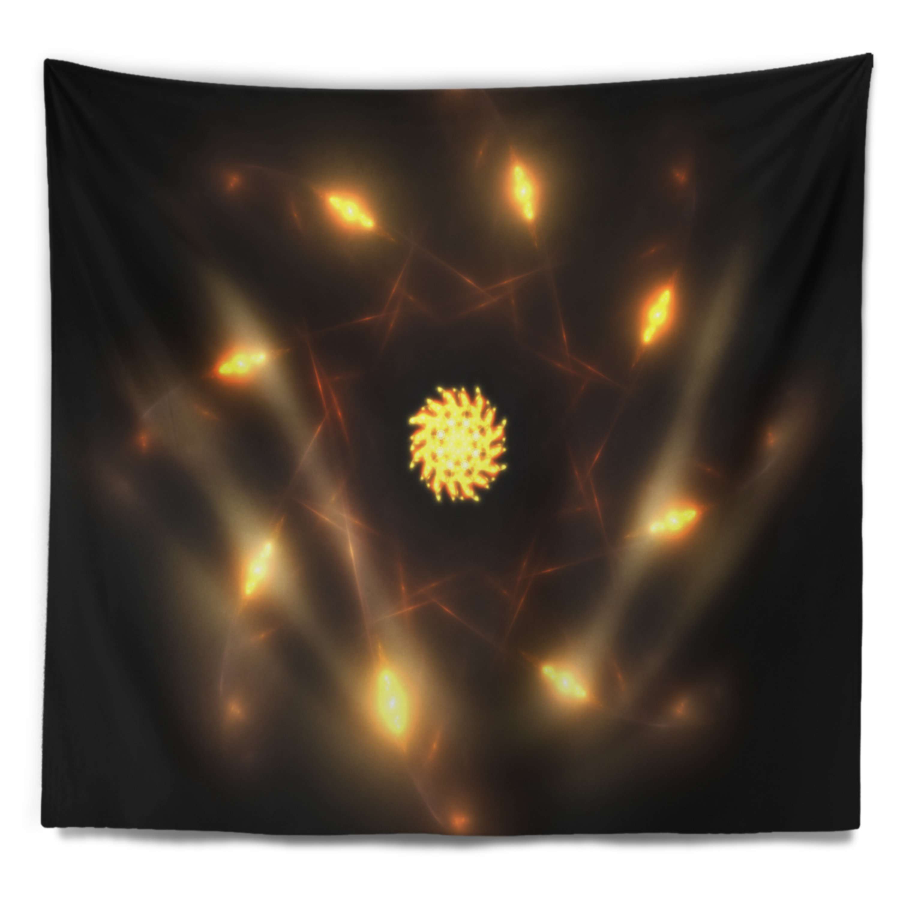 East Urban Home Floral Glowing Yellow Radial Fractal Flower Art ...