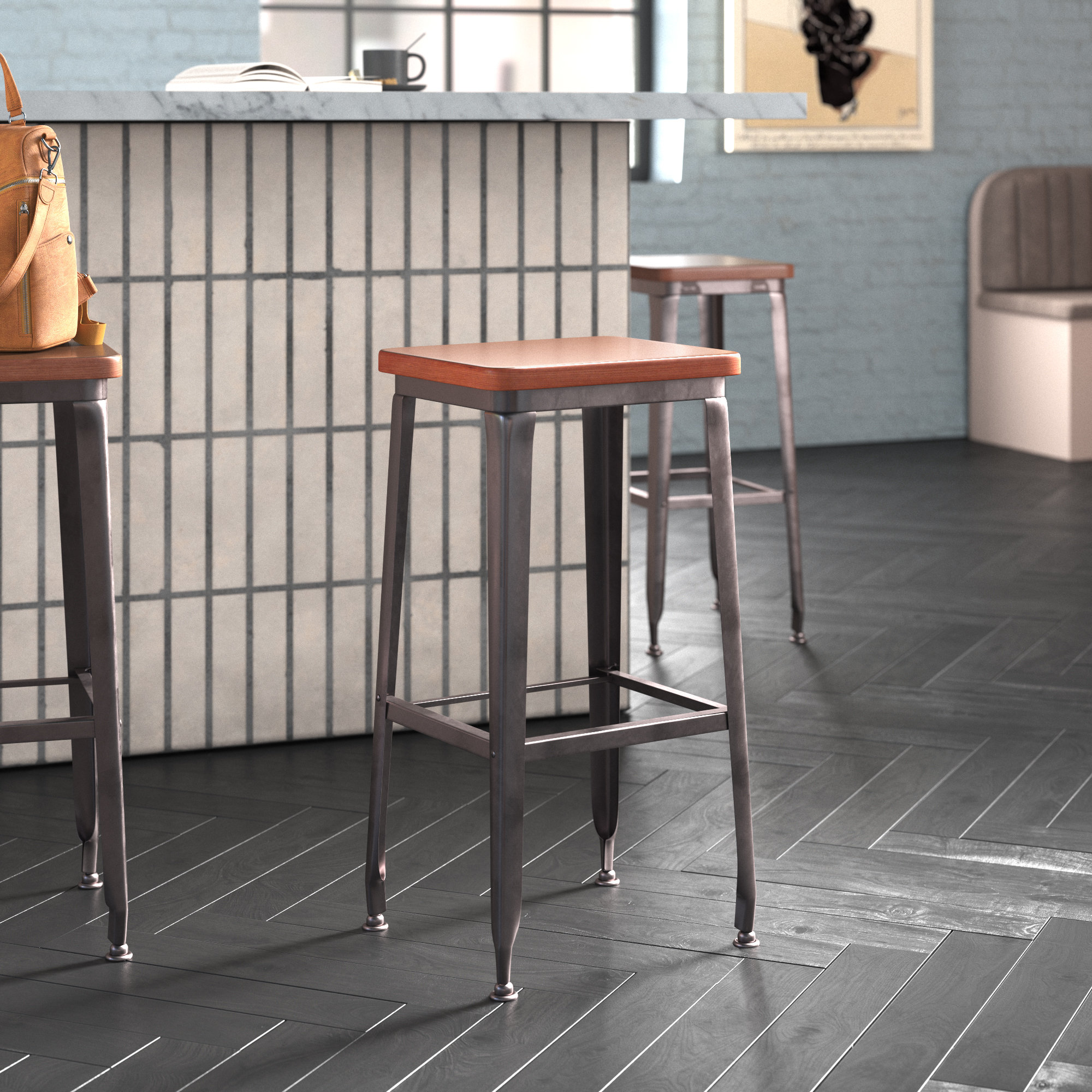 BFMSEATING Lincoln 29'' Counter Stool with Metal Frame | Wayfair