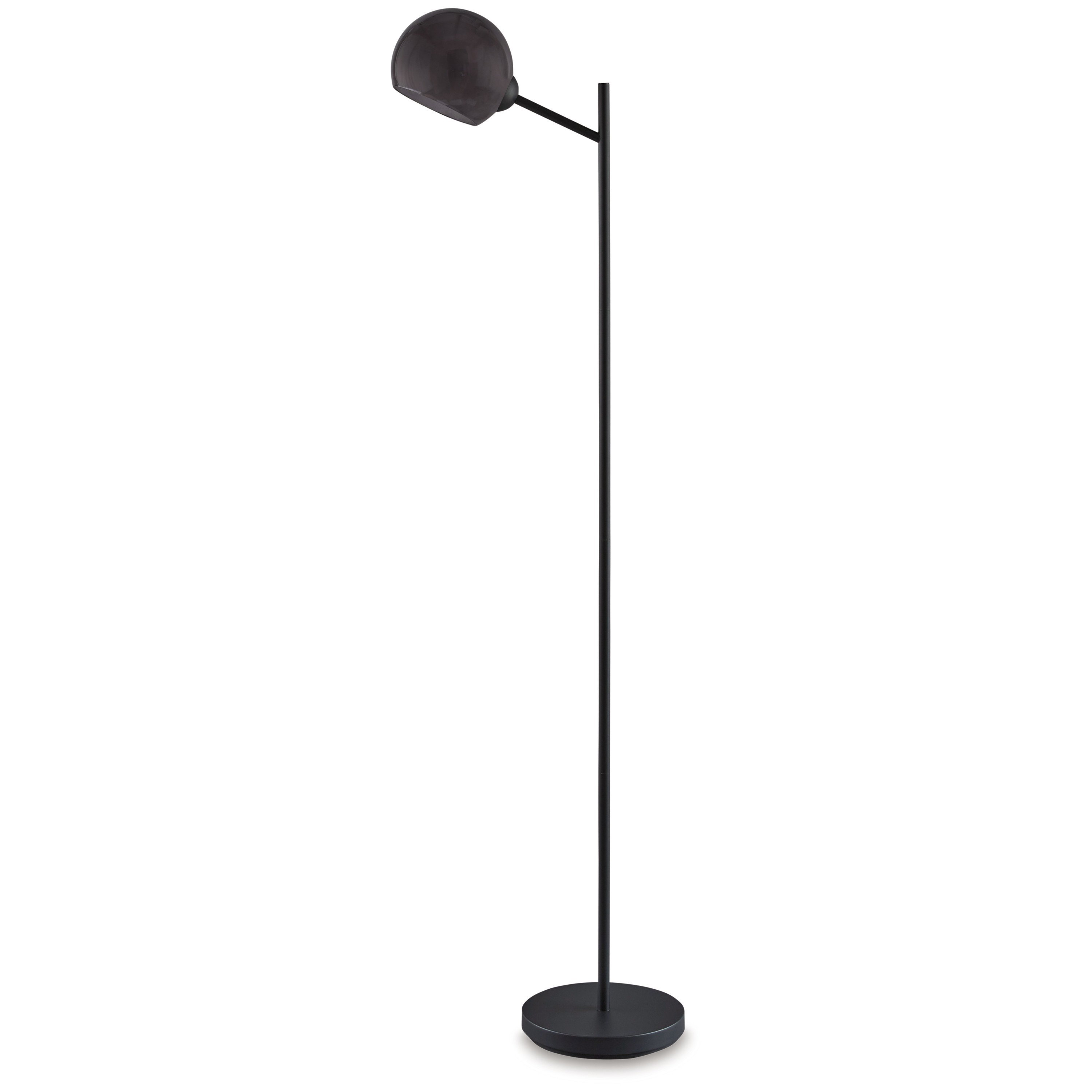 Benjara Bane 63 Inch Floor Lamp, Retro Smokey Black Glass Shade, Round ...