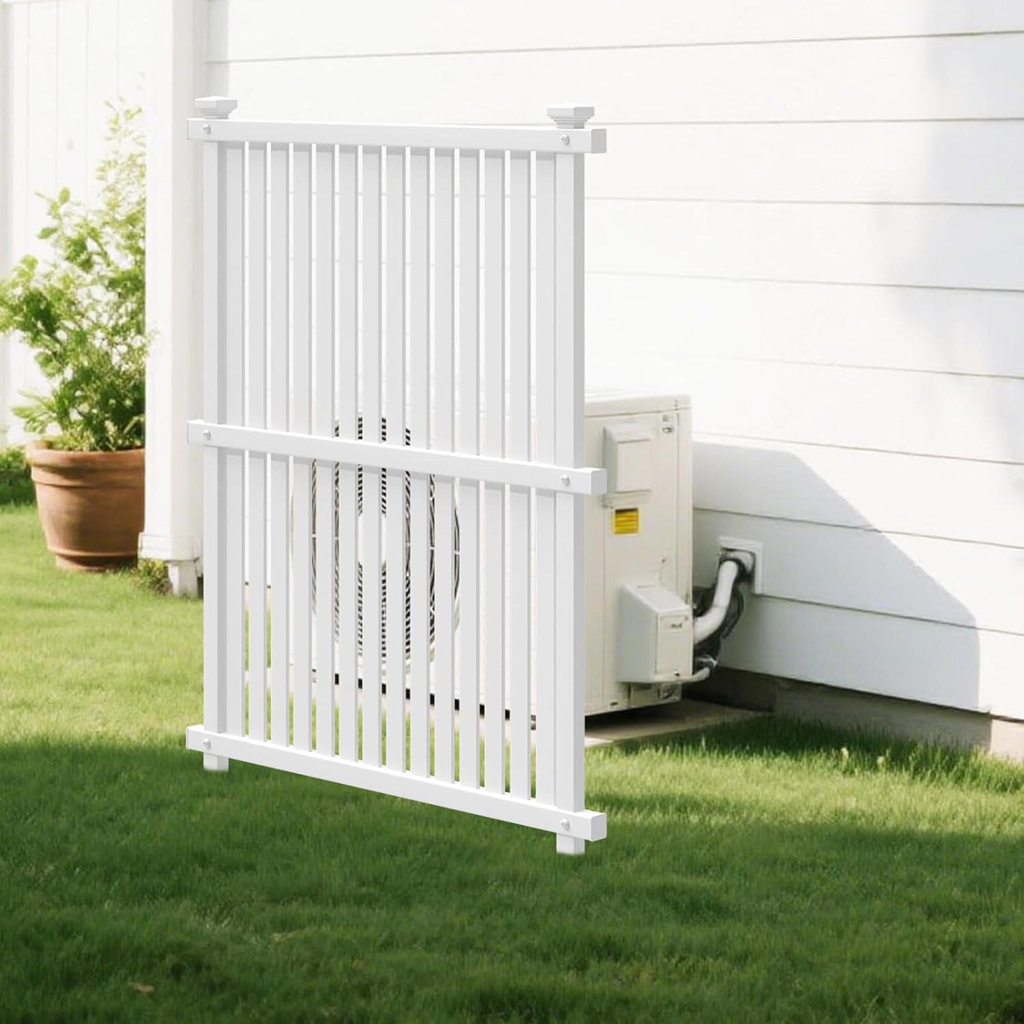 Huahui No Dig Privacy Screen Fence - Outdoor Air Conditioner/Trash Can ...