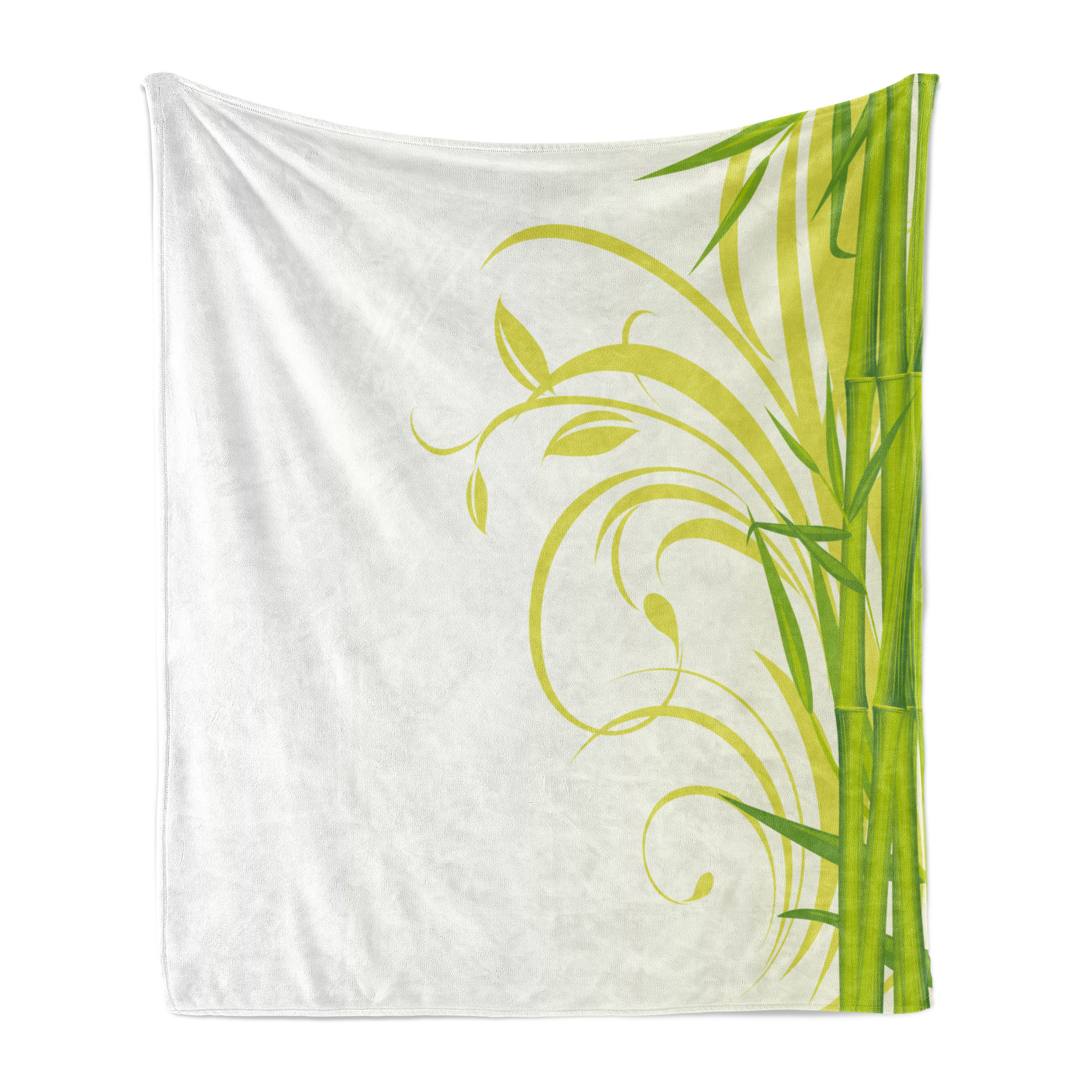 Ambesonne Green Fleece Throw Blanket Branches Floral Curly Leaves Lime ...