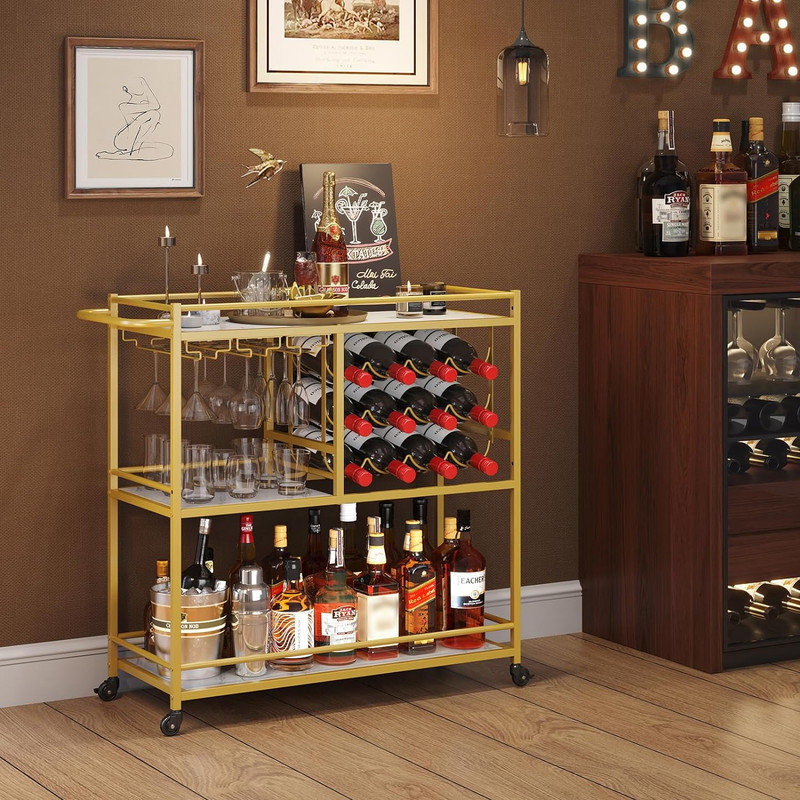 17 Stories Lifewit Bar Cart for The Home, 3 Tier Drink Cart with ...