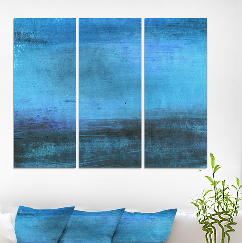 East Urban Home 'Painted Blue Background' Oil Painting Print Multi ...