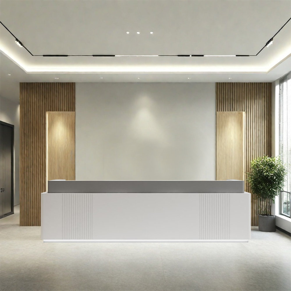 Orren Ellis 118.11-Inch White Multi-Functional Front Desk, Computer ...