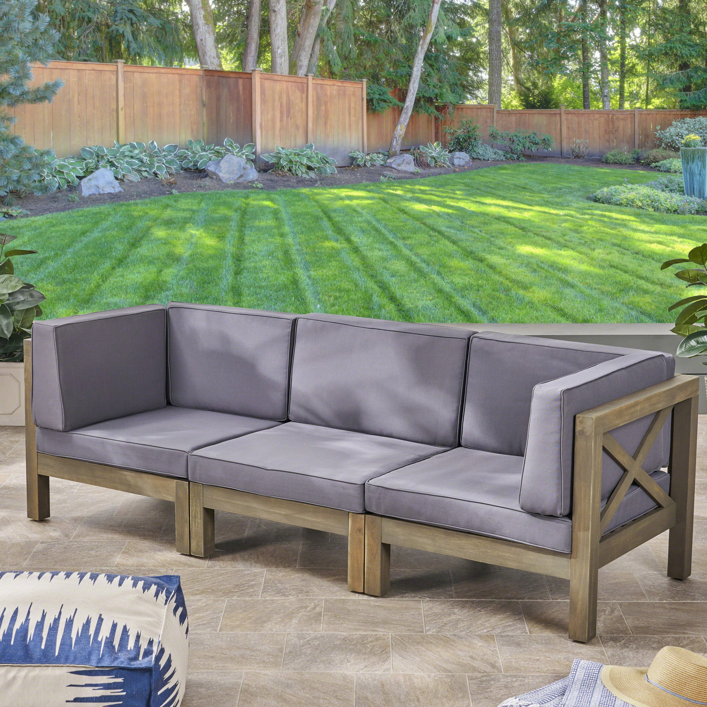 Highland Dunes Patio Sofa with Cushions & Reviews | Wayfair