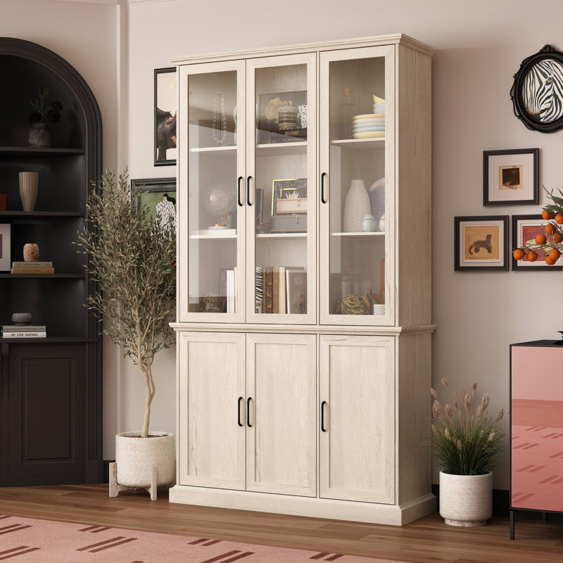 Ophelia & Co. Elegant Fixed-Shelf China Cabinet With Glass Doors And ...