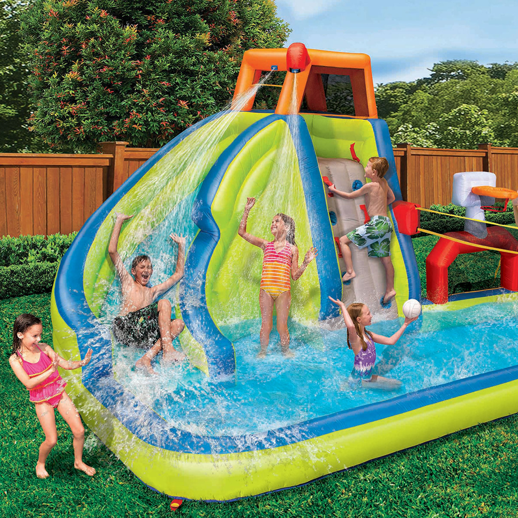 Banzai Aqua Sports Kids Inflatable Outdoor Backyard Water Slide Splash ...