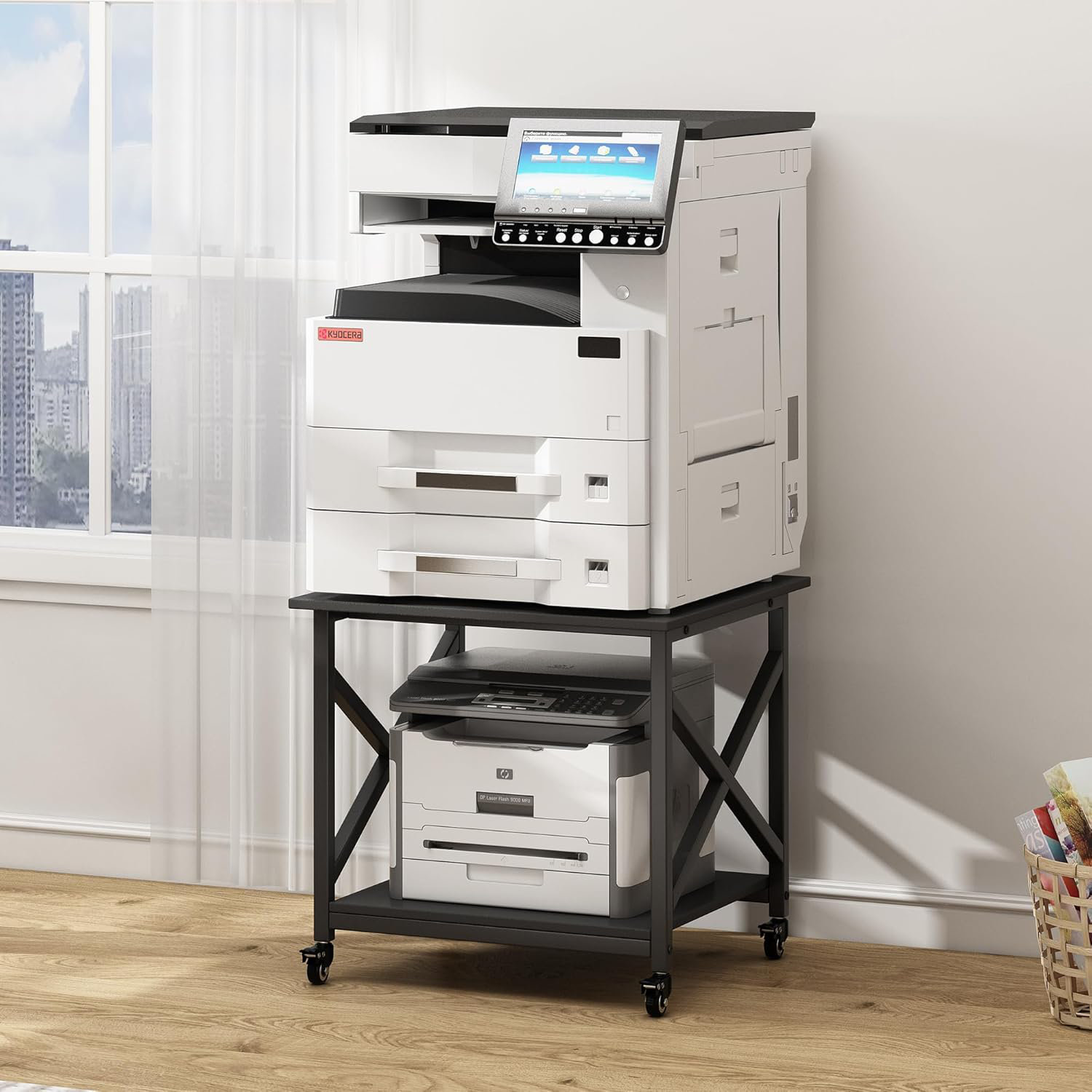 BY Family 2-Tier Heavy Duty Printer Stand With Storage Shelf And ...