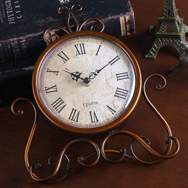 Alcott Hill® Vintage Table Clocks For Living Room Bedroom Decor, Silent ...