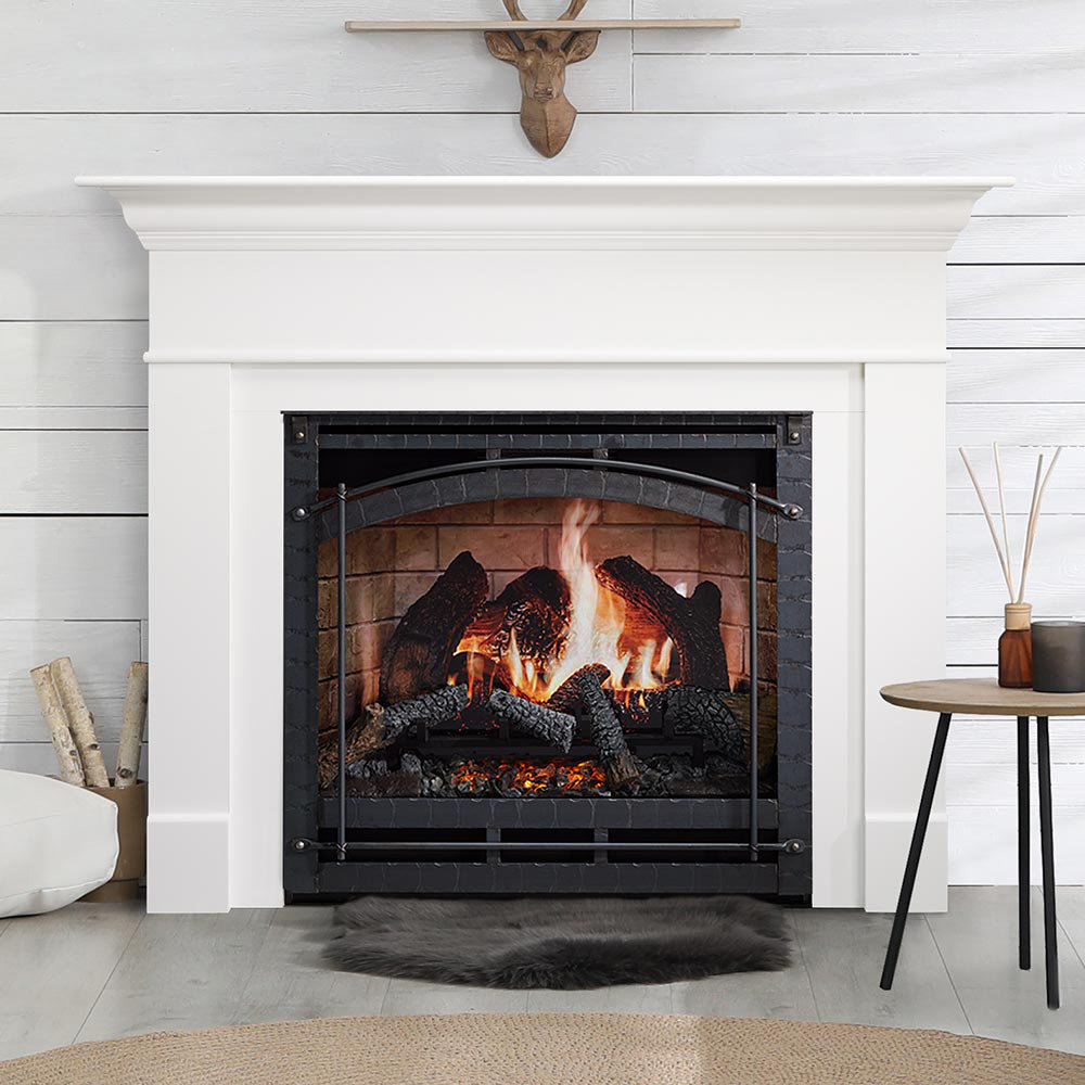 SimpliFire 36-in Inception Firebox with Wescott Mantel & Chateau Forge ...