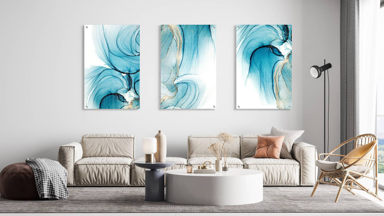 UniQstiQ Turquoise - 3 Piece Unframed Print Set | Wayfair