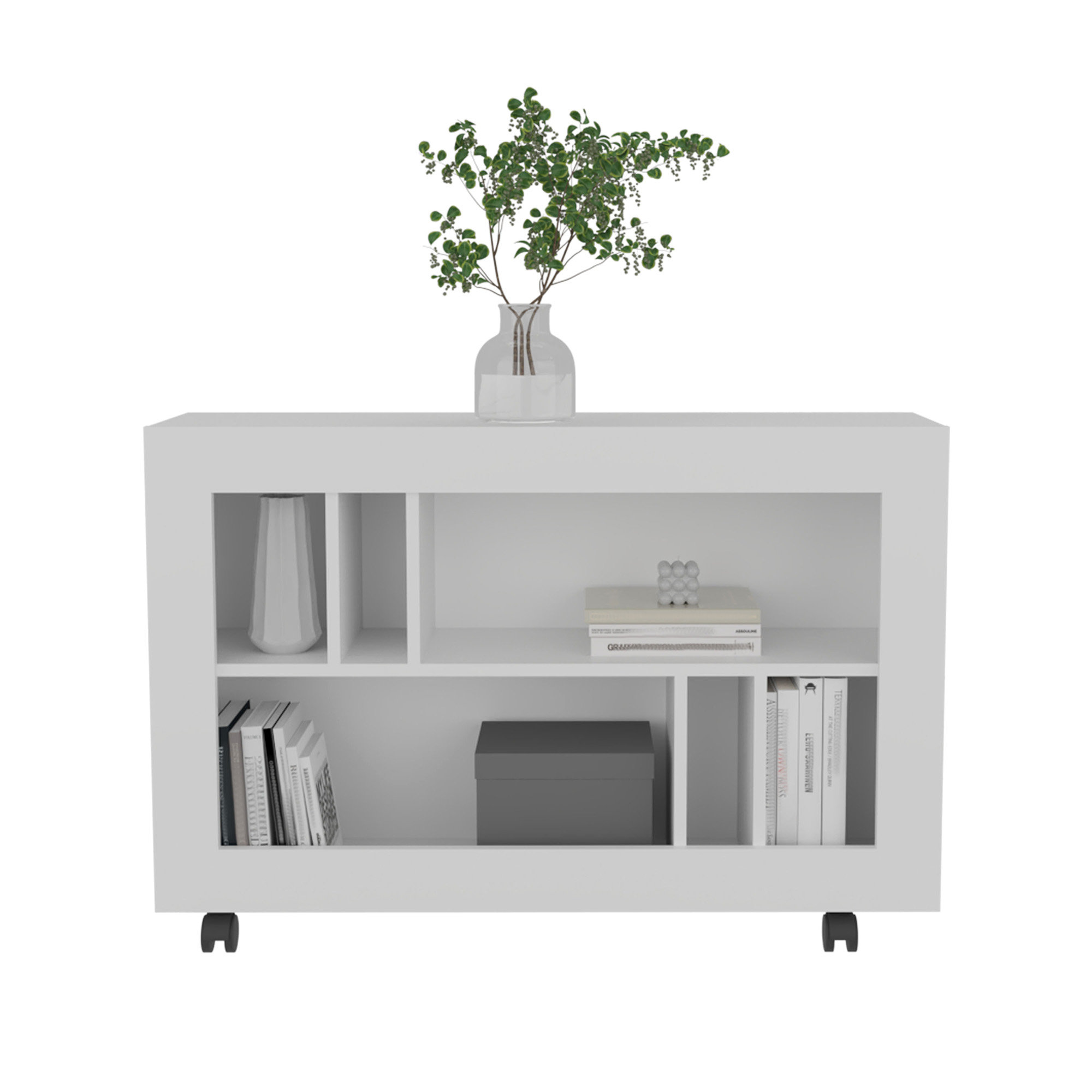 Latitude Run® Joge 37,4" Wide Console Table Cart with Six Shelves ...