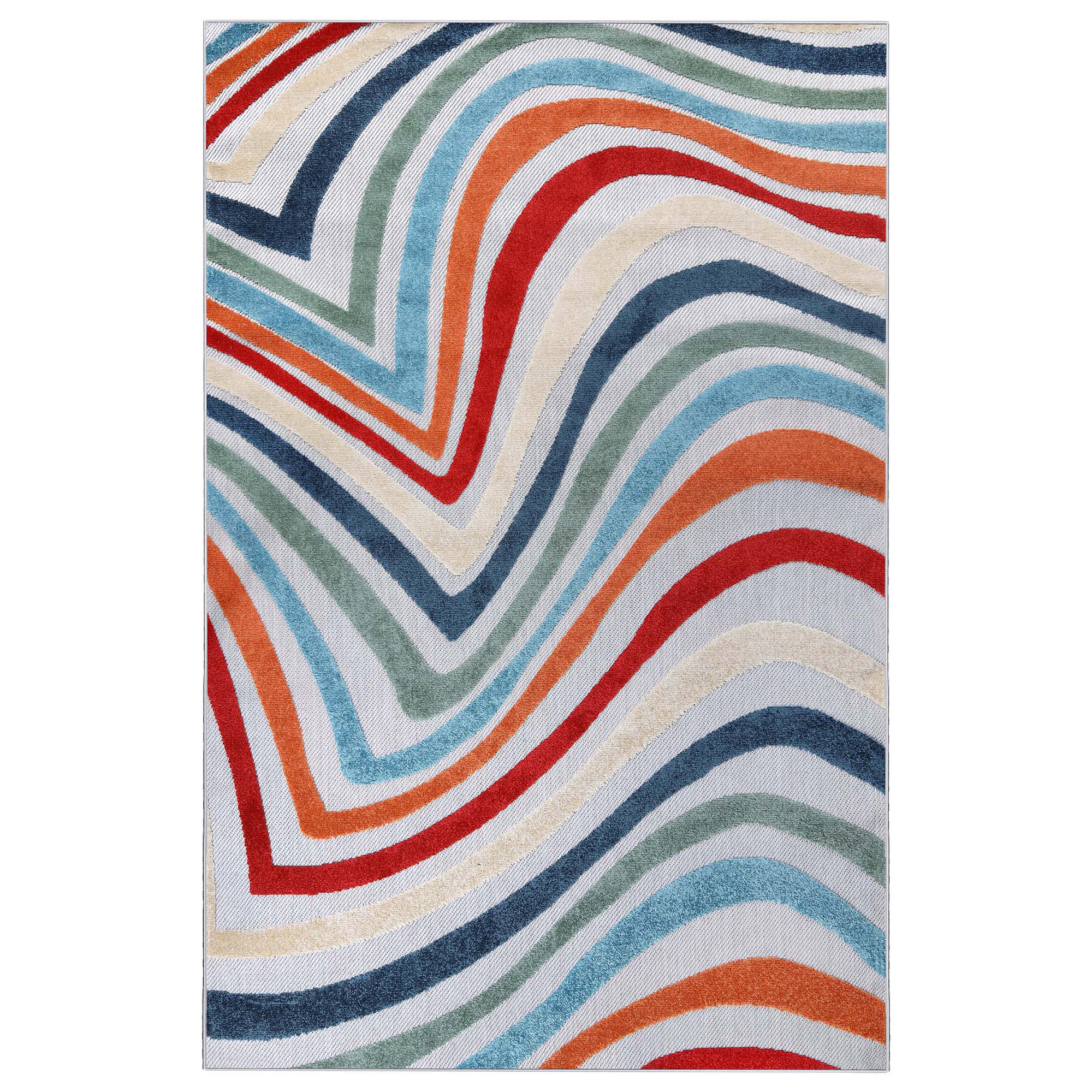 Wrought Studio™ Keyveon Wave Coastal Striped Indoor Outdoor Area Rug ...