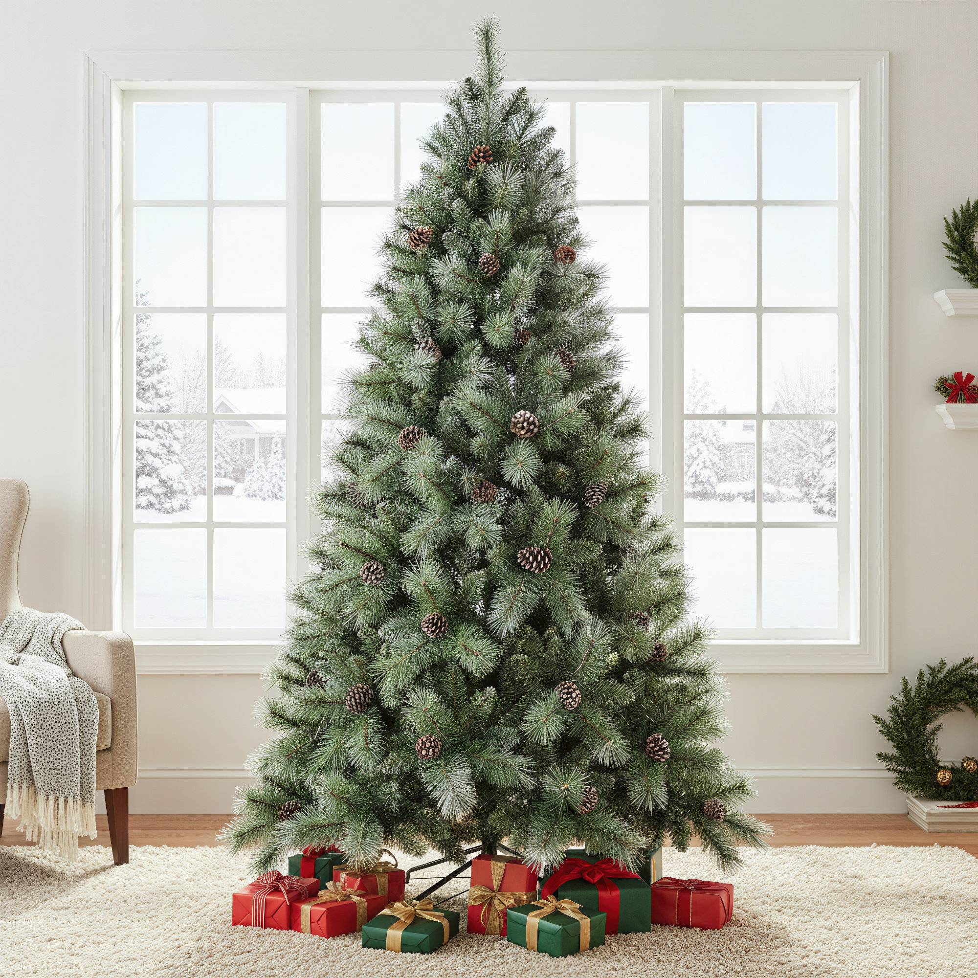 The Holiday Aisle® Hard Needle Mixed Green Christmas Decoration Tree ...