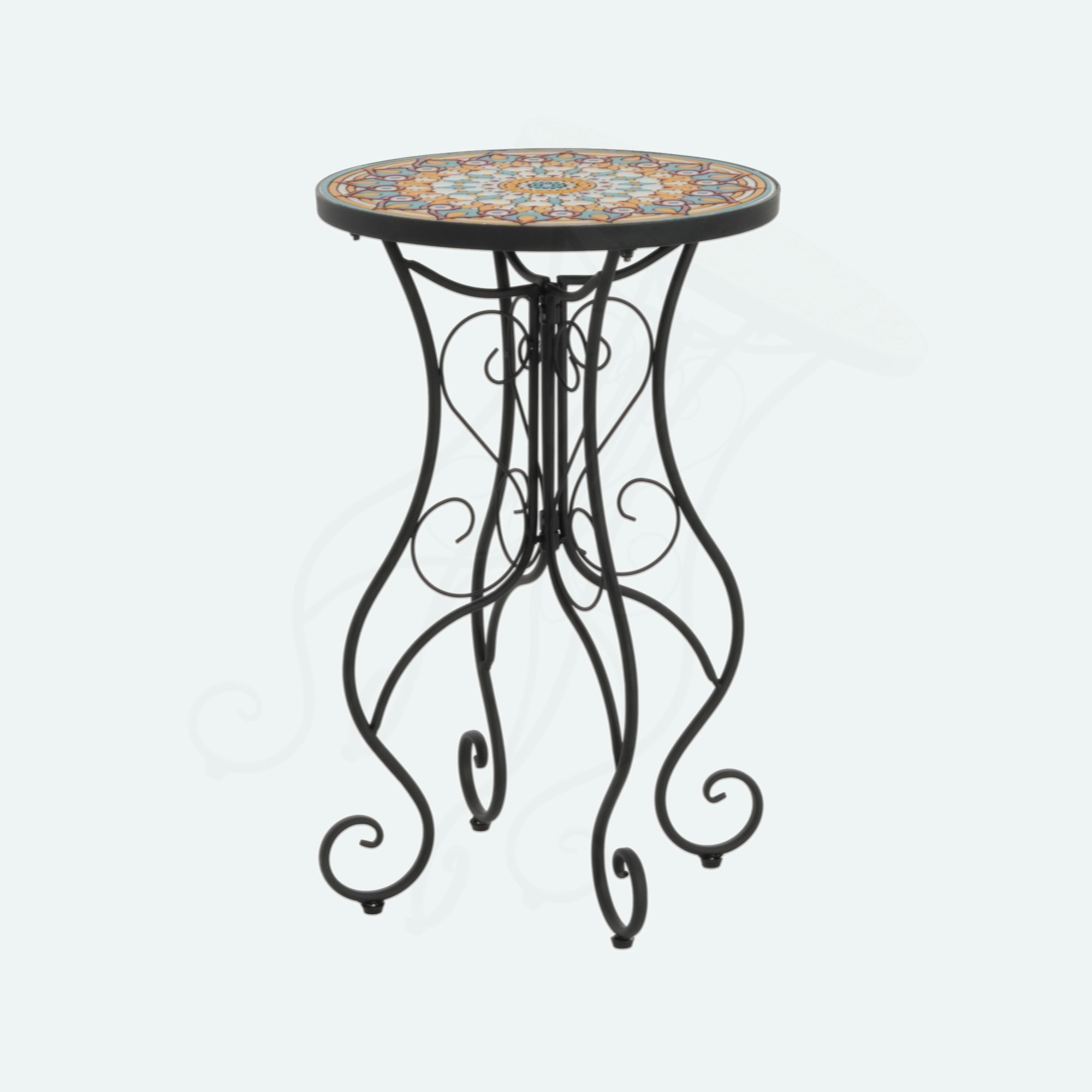 Dakota Fields Charming Round Ceramic Outdoor Side Table With Stylish ...