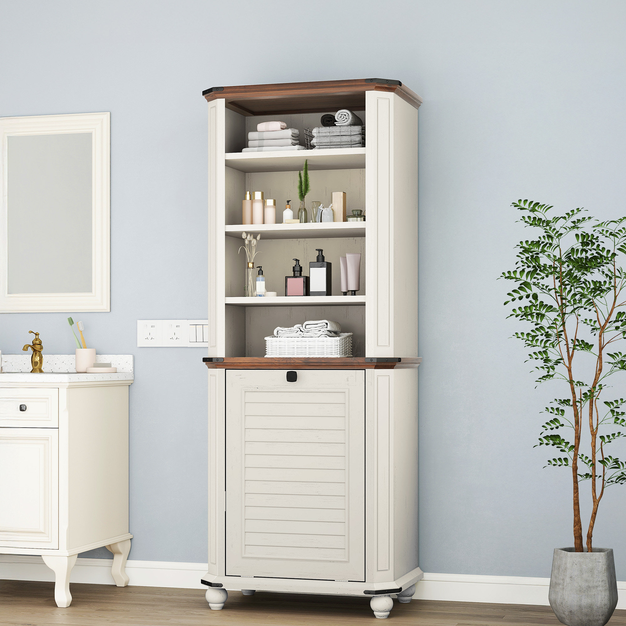 August Grove® Tilt Out Laundry Hamper With Removable Laundry Basket ...