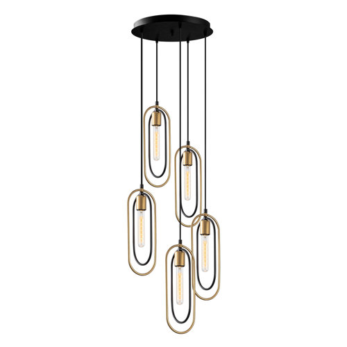 Bless international 5 - Light Black/Gold Cluster Pendant | Wayfair
