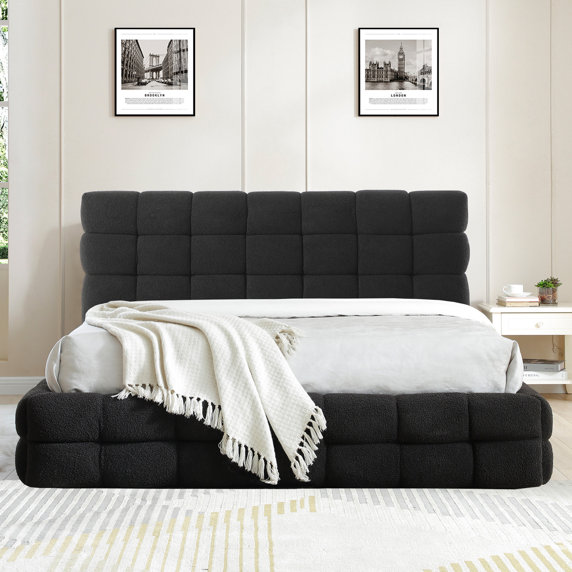 Hokku Designs Electra Plush Upholstered Bed Frame | Wayfair