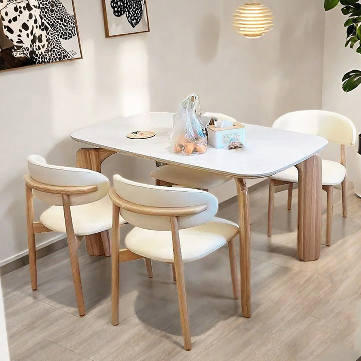 Sleek Surface Designs Creamy style modern simple ash wood rock table ...