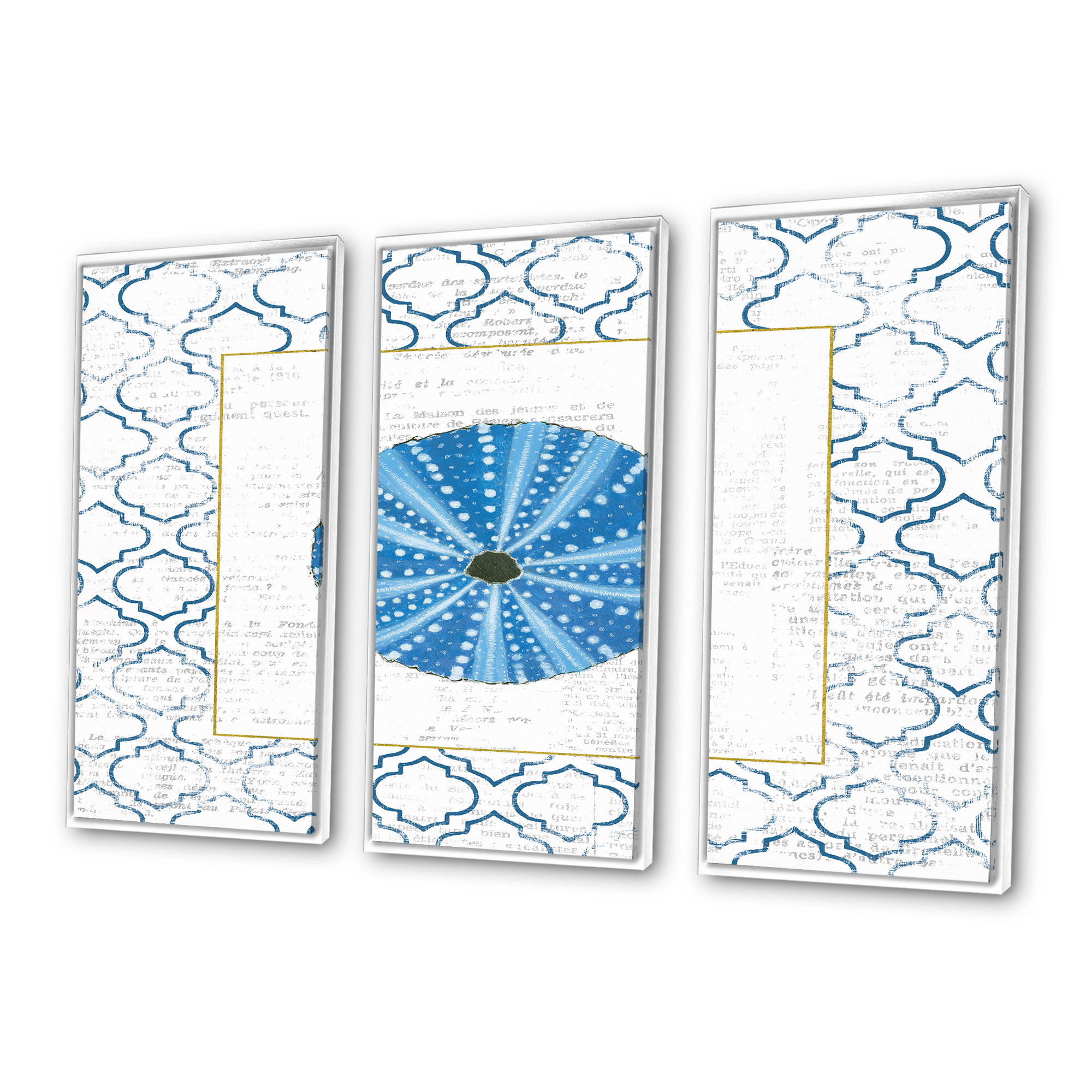 DesignArt Blue Conch Shell On Blue Coastal Pattern - Nautical & Coastal ...