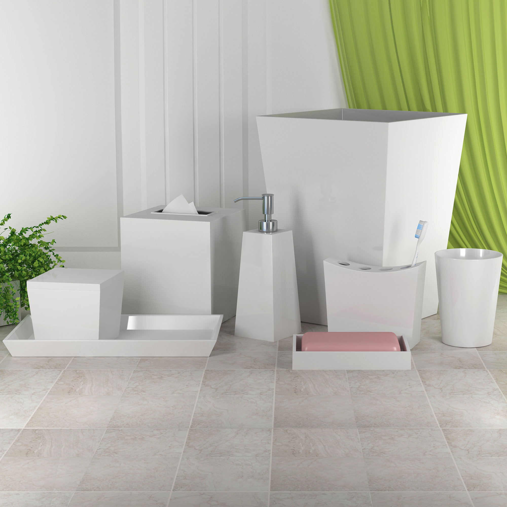 Latitude Run® Almeric Elegant Resin 8 Piece Bathroom Accessory Set ...