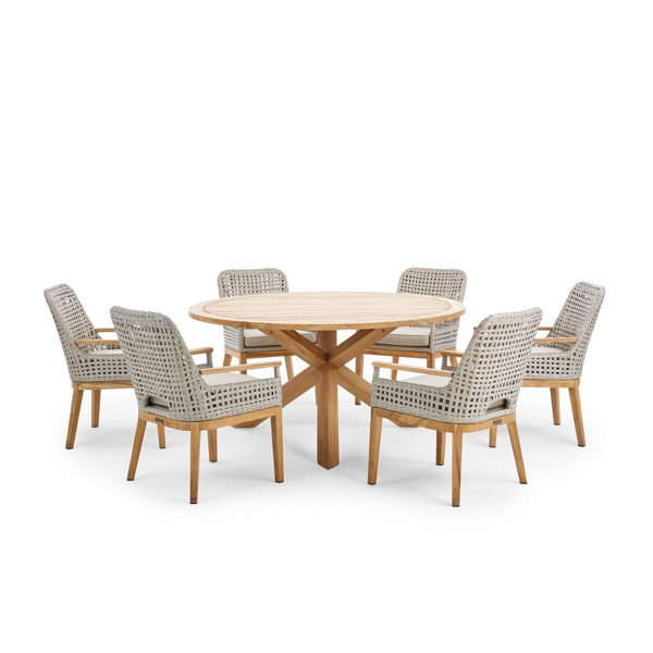 Winston August Patio Dining Set with All Natural 60-inch Round Dining ...