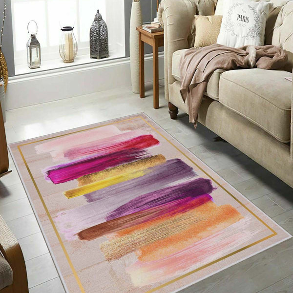 East Urban Home Machine Washable Abstract Rug | Wayfair