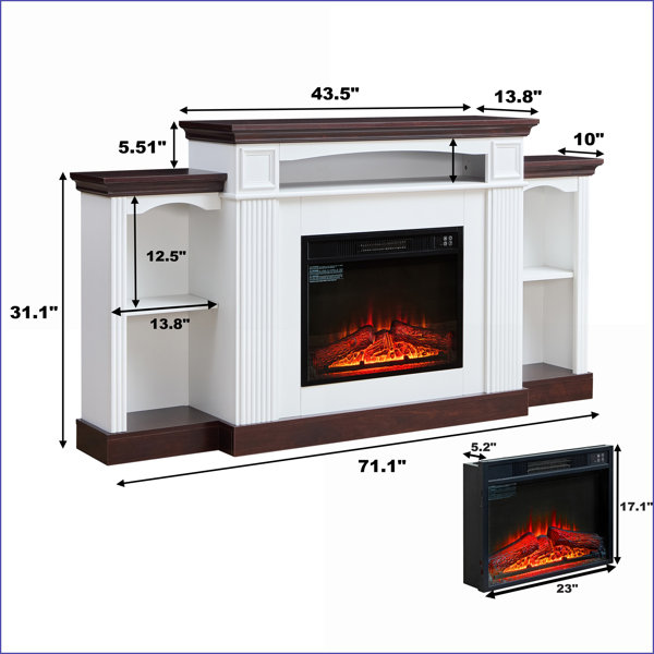 Symple Stuff Electric Fireplace TV Stand for 70-Inch TV, 23-Inch ...