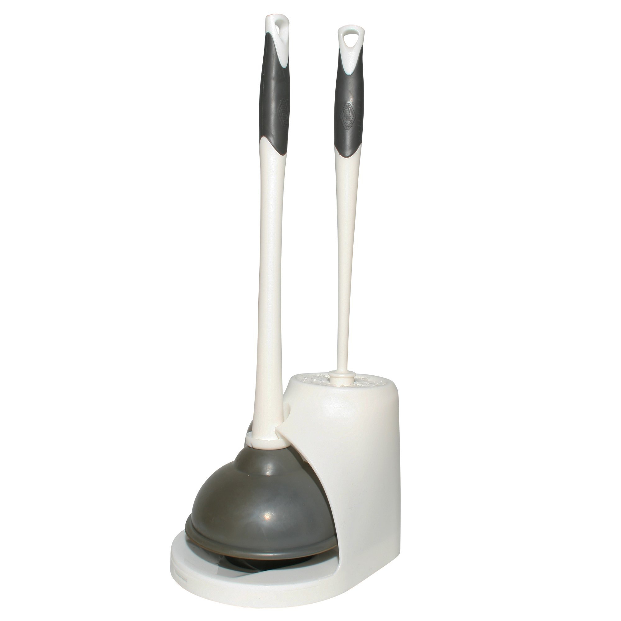 CAFMEB White/Gray Toilet Cleaning Combo with Caddy - Plunger & Brush ...