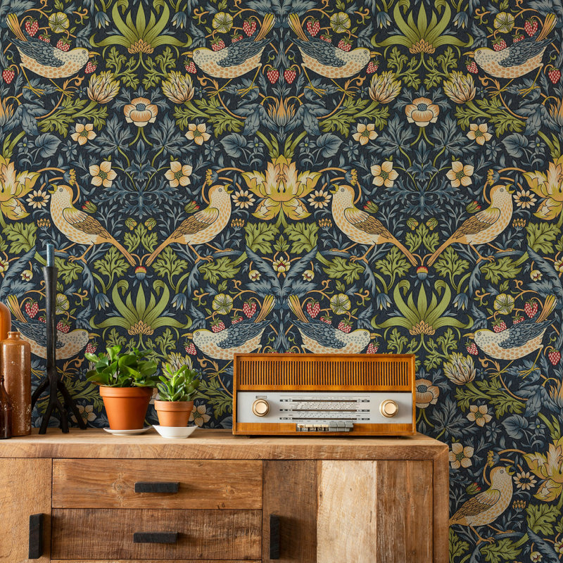 Lark Manor Strawberry Thief Wallpaper by William Morris Bryelle Peel ...