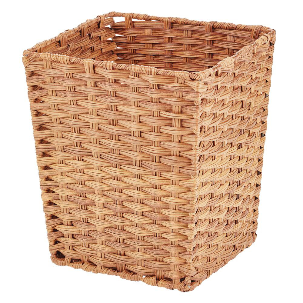 mDesign Woven Square Trash Can Wastebasket, Garbage Container Bin ...