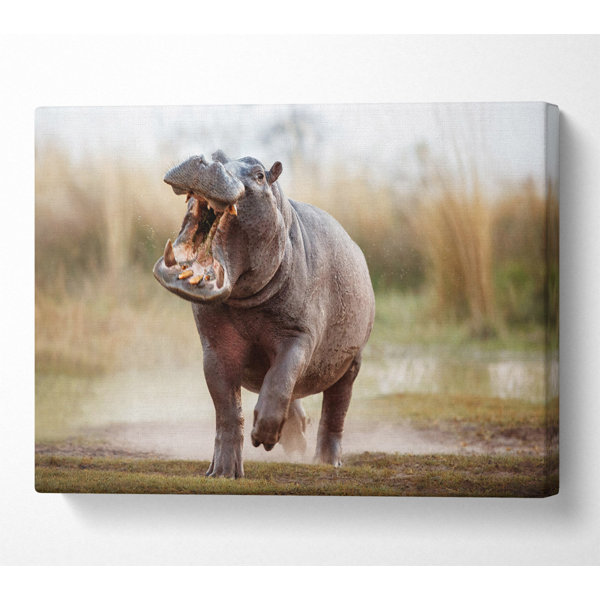 Natur Pur Charging Hippo - No Frame Art Prints on Canvas | Wayfair.co.uk