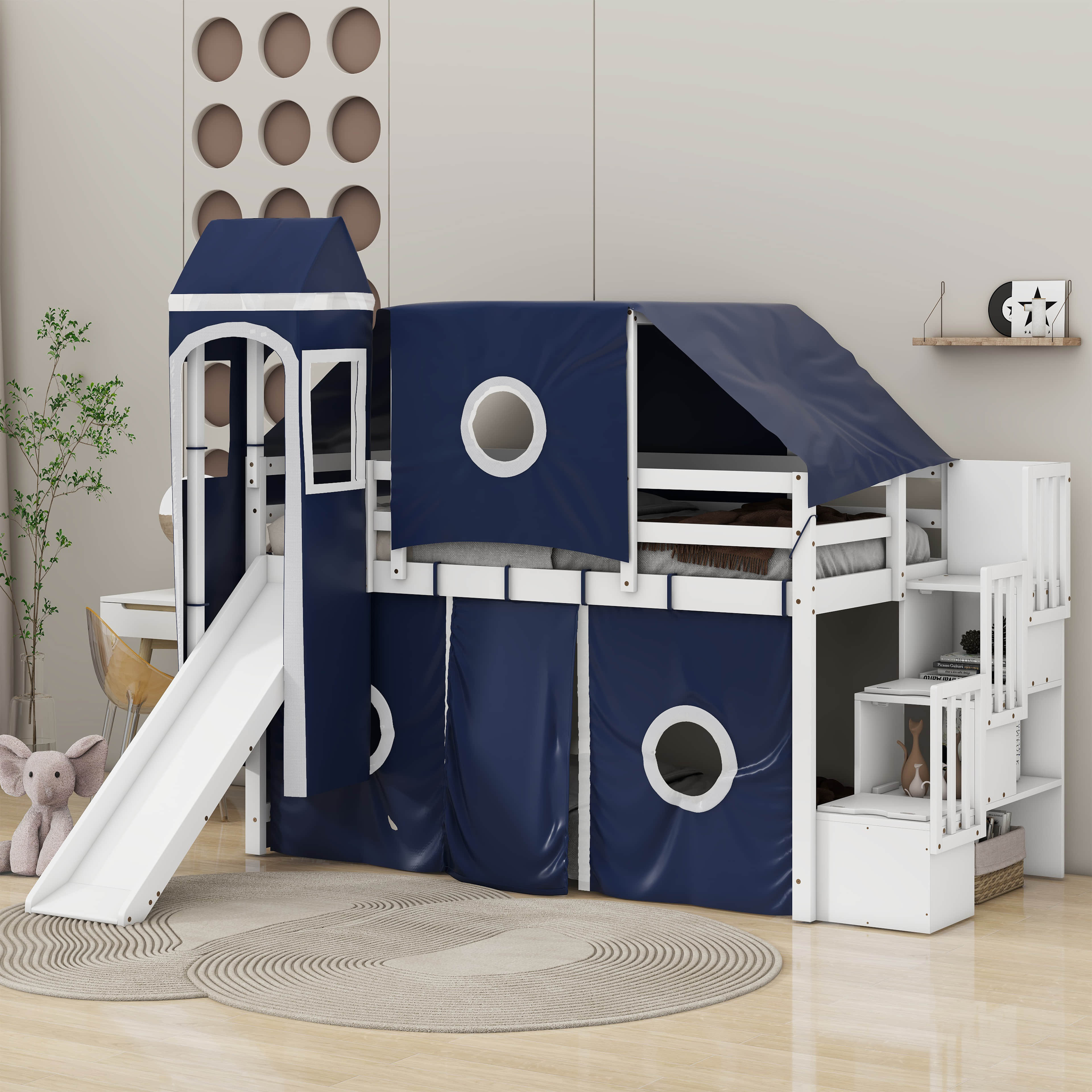 Sunside Sails Loft Bed with Tent and Tower | Wayfair