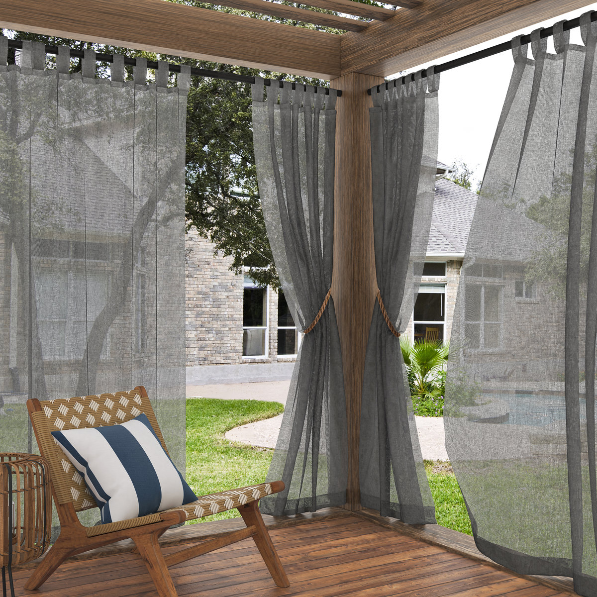 No. 918 Millennial Amina Open Weave Indoor/Outdoor Sheer Tab Top ...