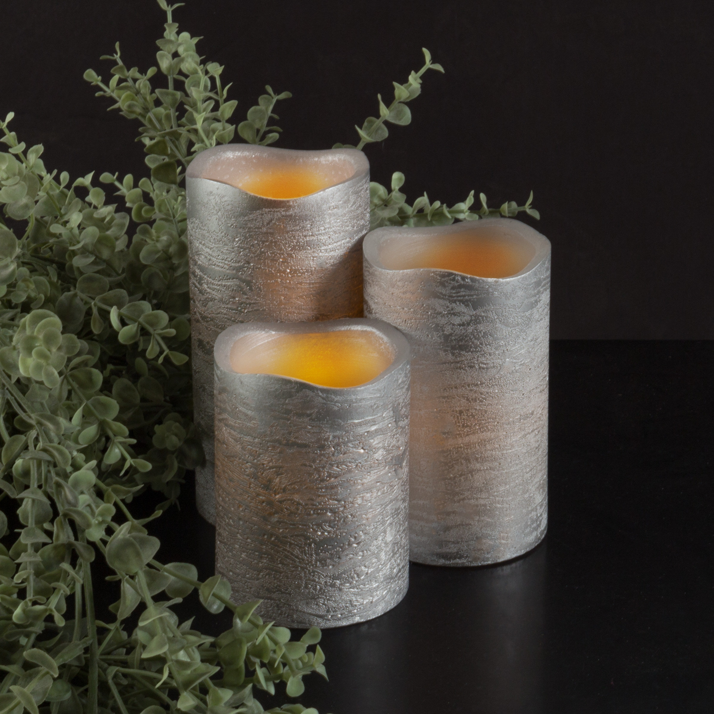 House of Hampton 3 Piece Unscented Flameless Candle Set - Pillar ...