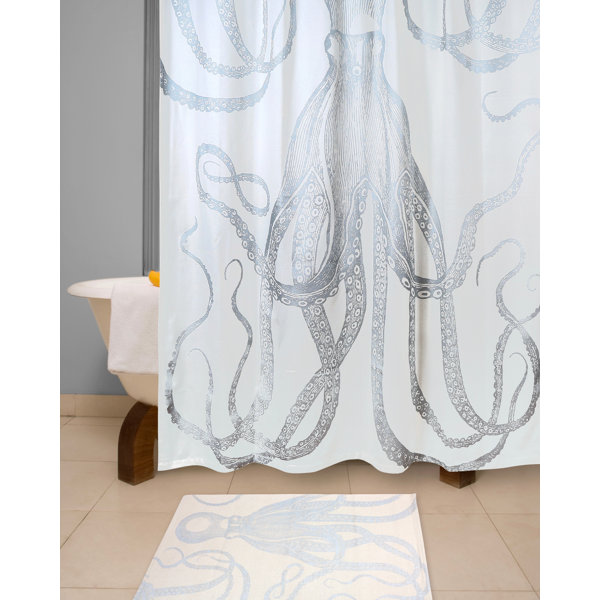 Thomas Paul Octopus Silver Metallic Shower Curtain 72"x72" | Perigold