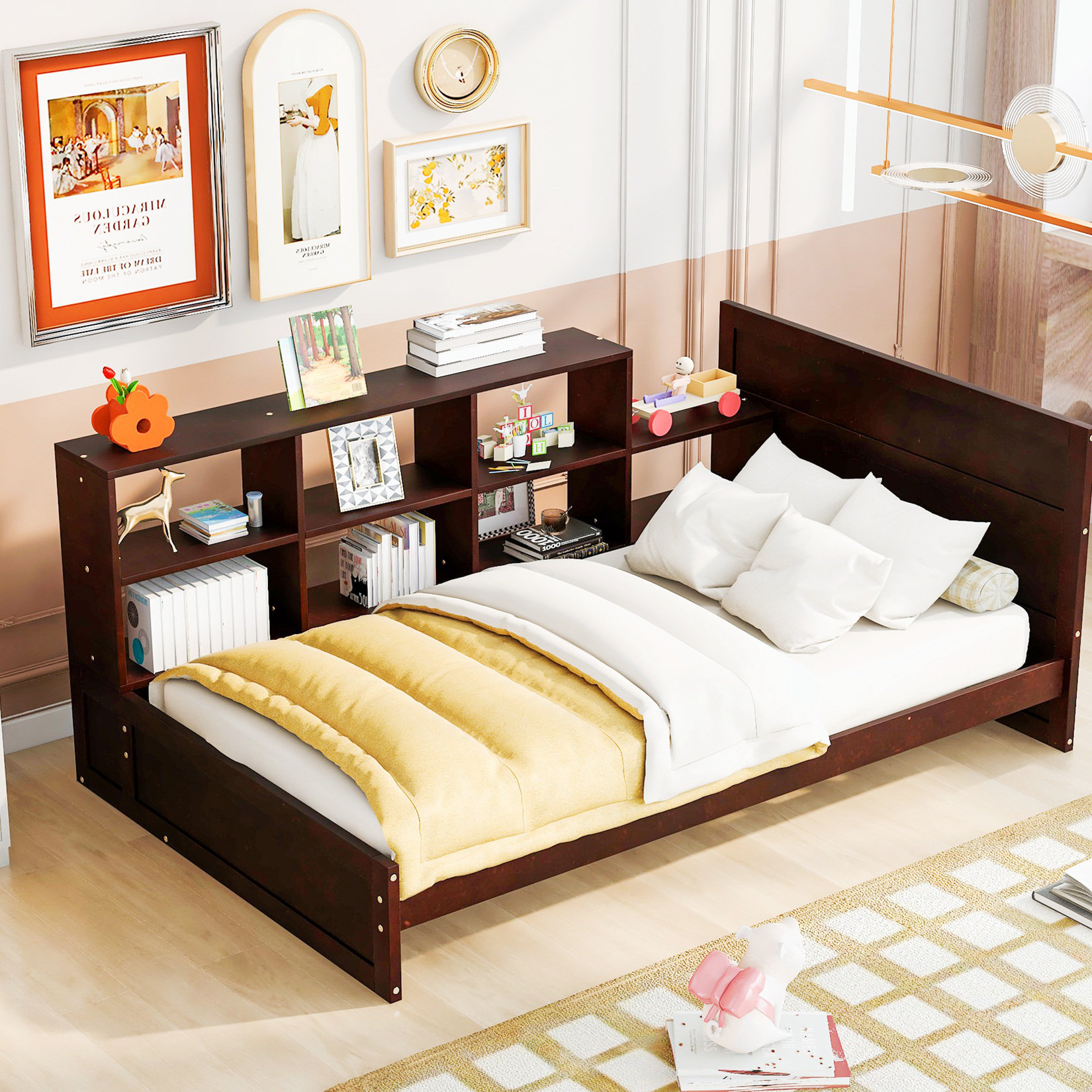 Red Barrel Studio® Base de lit plateforme avec tête de lit Somoa ...