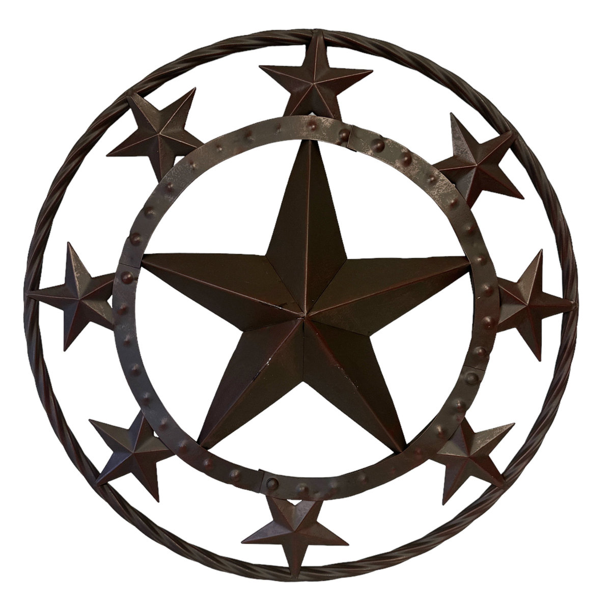Loon Peak® Rustic Brown Western Star with Accent Stars 18" Metal Circle ...