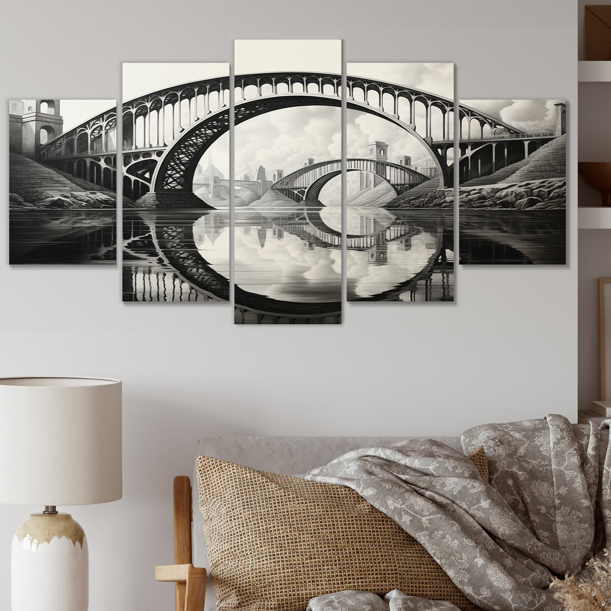 Design Art Grey Bridge Steel Symphony Charcoal IV - Architecture Metal ...