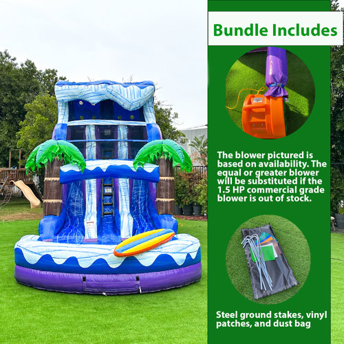 XJUMP 17 FT Surf Beach Commercial Grade Water Slide (with Blower and ...