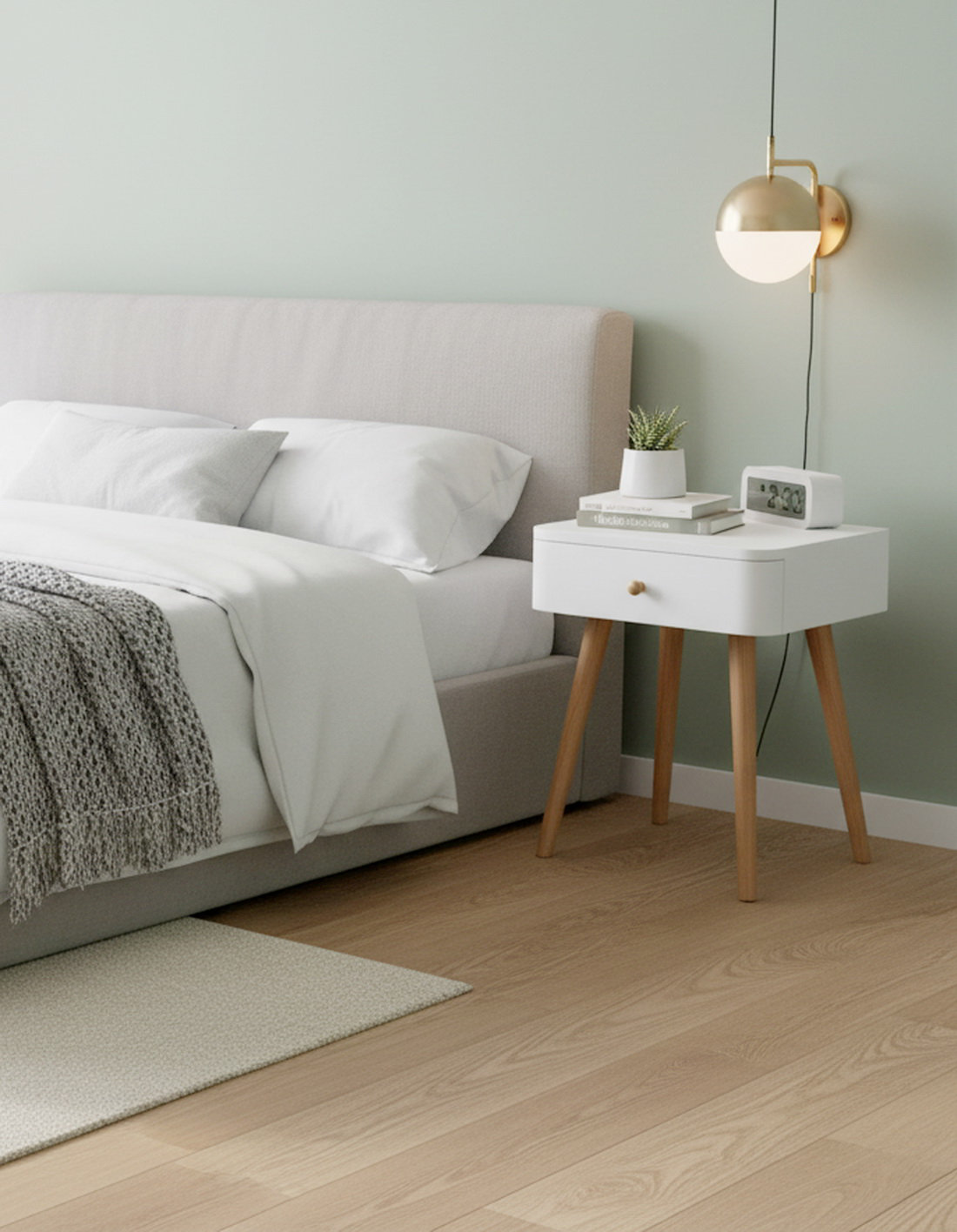 George Oliver Gina Mid Century Modern Two-Tone Bedside Table,White ...
