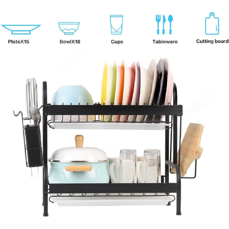 Haitral 2-Tier Compact Steel Dish Rack & Reviews | Wayfair